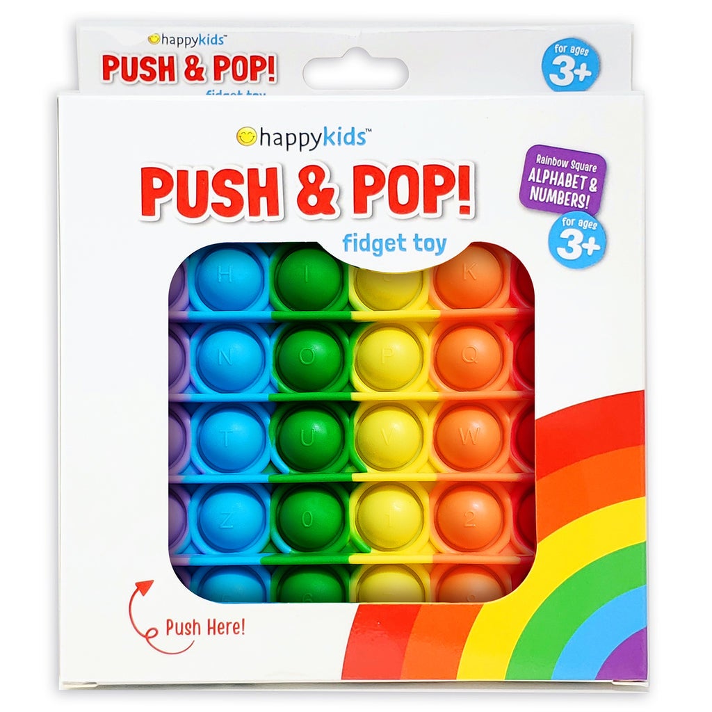 Happy Kids™ - Rainbow Square Push & Pop It Fidget Toy with Alphabet ...